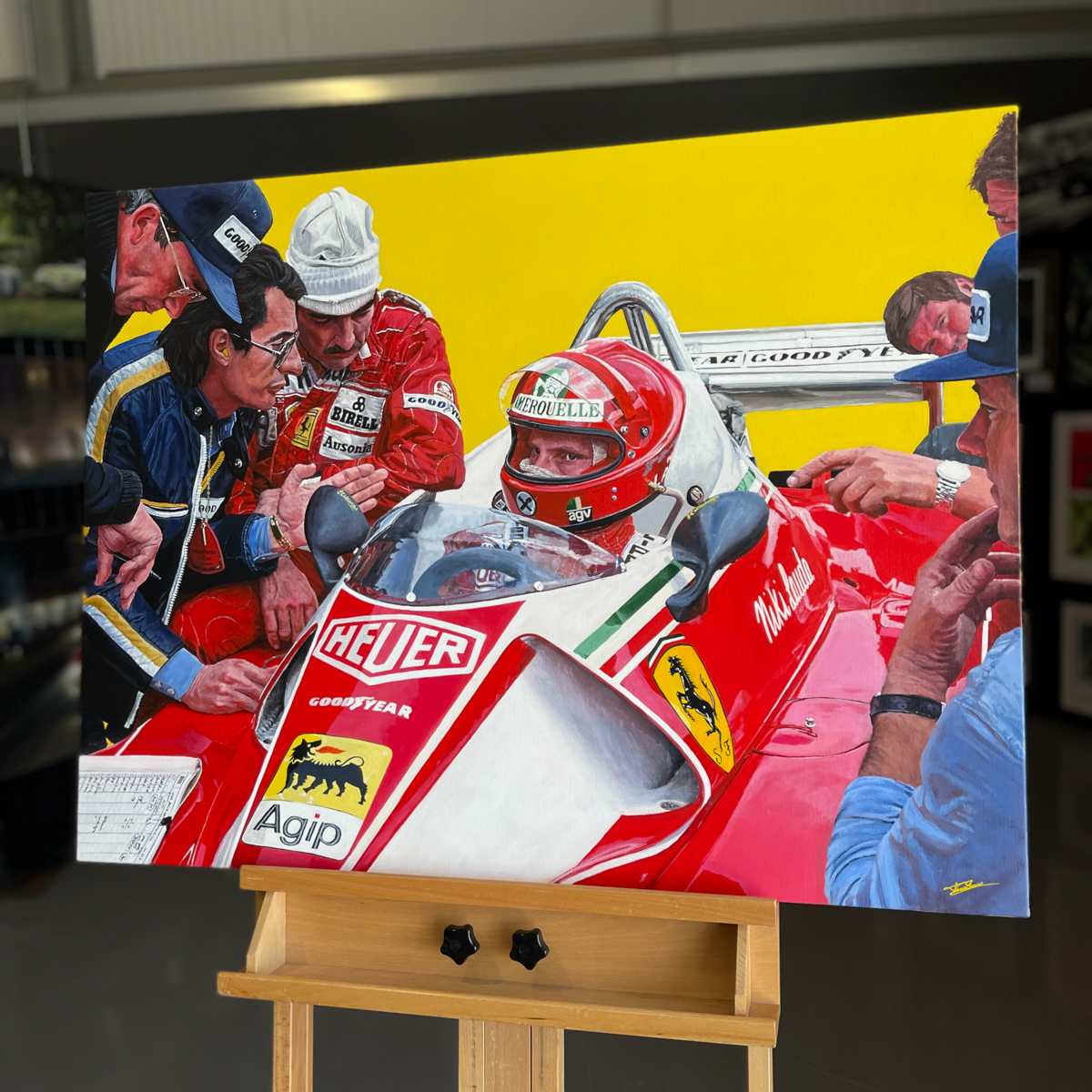 Niki Lauda 1976 F1 Original Painting by James Stevens - High Revs Studio